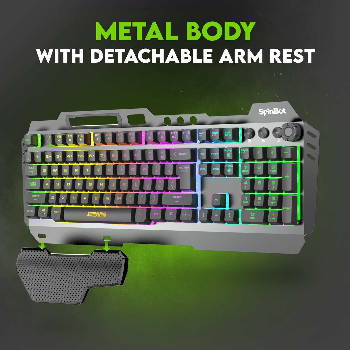 SpinBot Rage K20 LED Backlit|Metal Body|19 Anti-Ghosting Keys |Volume