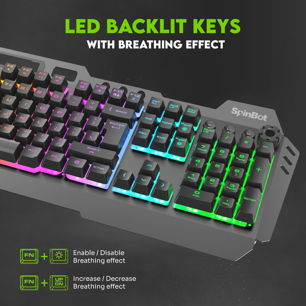 SpinBot Rage K20 LED Backlit|Metal Body|19 Anti-Ghosting Keys |Volume