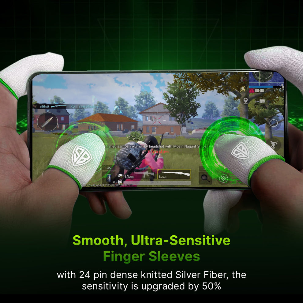 SpinBot Silver Fiber Finger & Thumb Sleeves for PUBG, BGMI,Free Fire,e